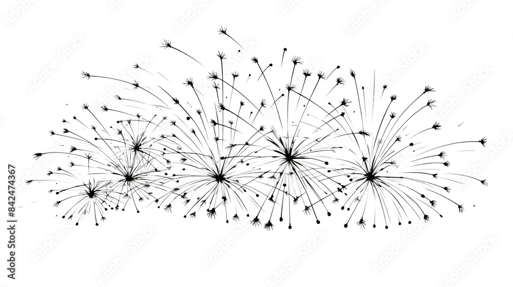 Continuous one line drawing of exploded firework. sparklers outline ...