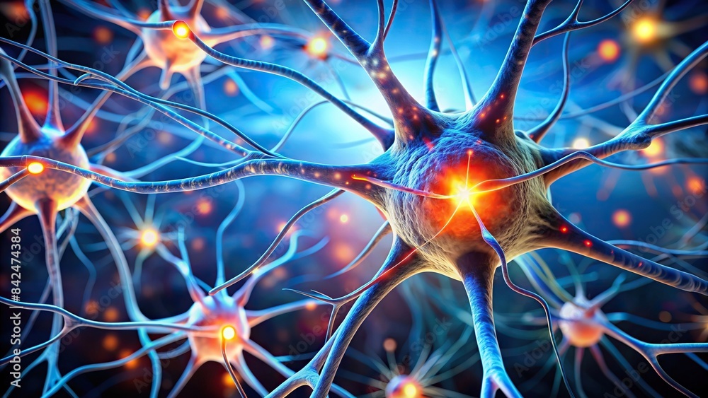 Neuron cell with connected neurons, neuron, brain, cell, connection ...