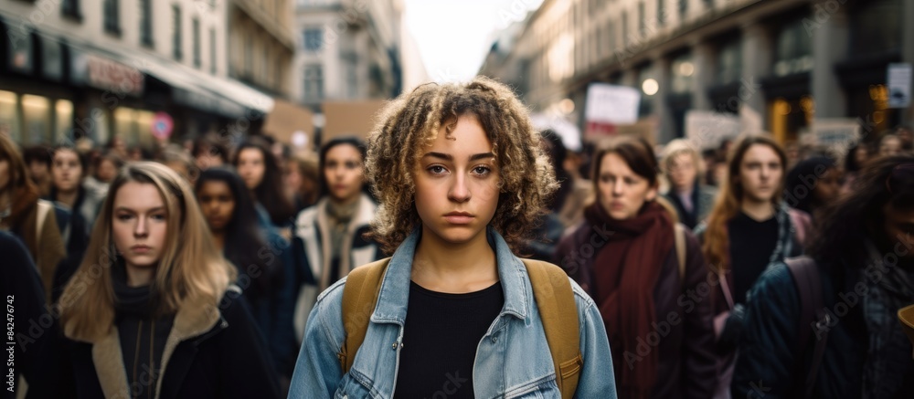 A diverse group of Gen Z youths participate in a peaceful protest ...