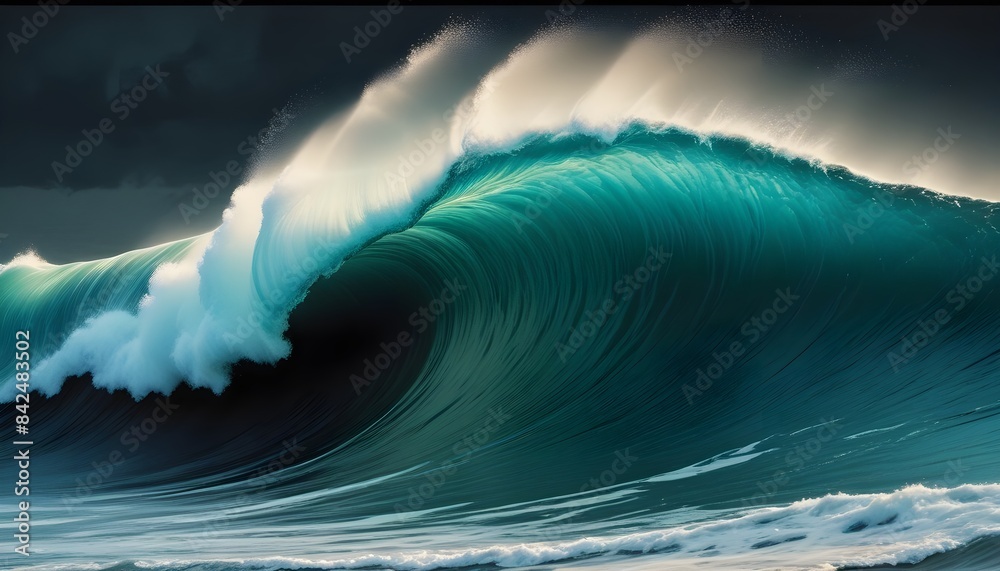 Seascape background blue crashing wave waves backdrop, banner poster ...