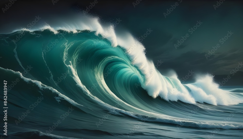 Seascape background blue crashing wave waves backdrop, banner poster ...