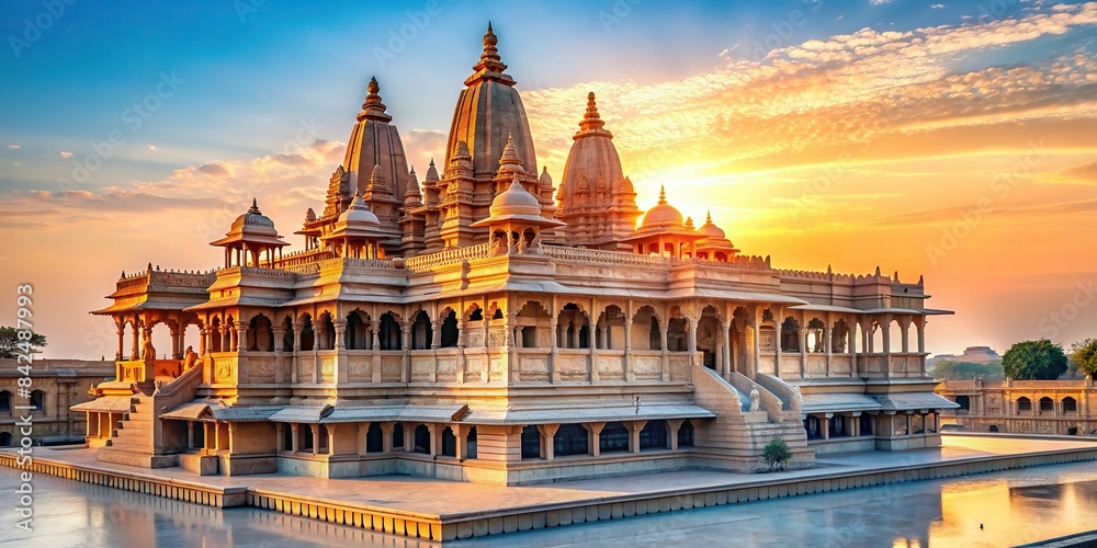A majestic view of the newly constructed Shri Ram Mandir Temple in ...