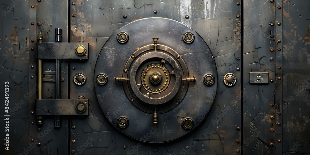 Vintage Bank Vault Door Secure Safe Box Metal Background. Concept ...