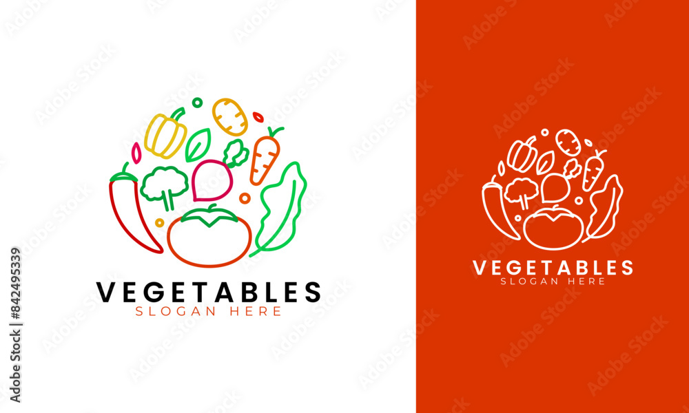Vegetables logo design. Vegetable symbol with line style concept for ...