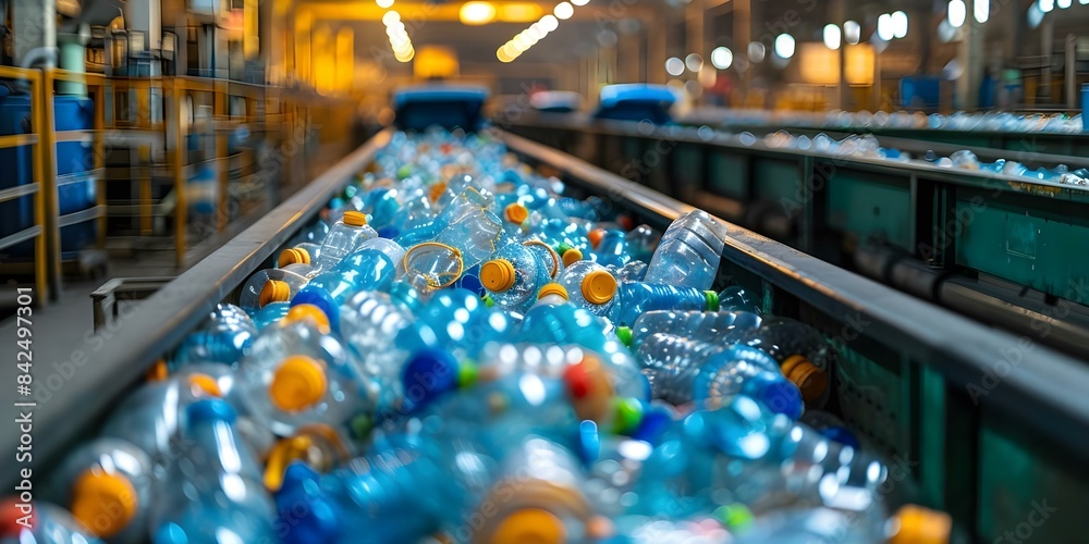 Close-up Shot of Recycling Machine Sorting Plastic Waste in a Factory ...