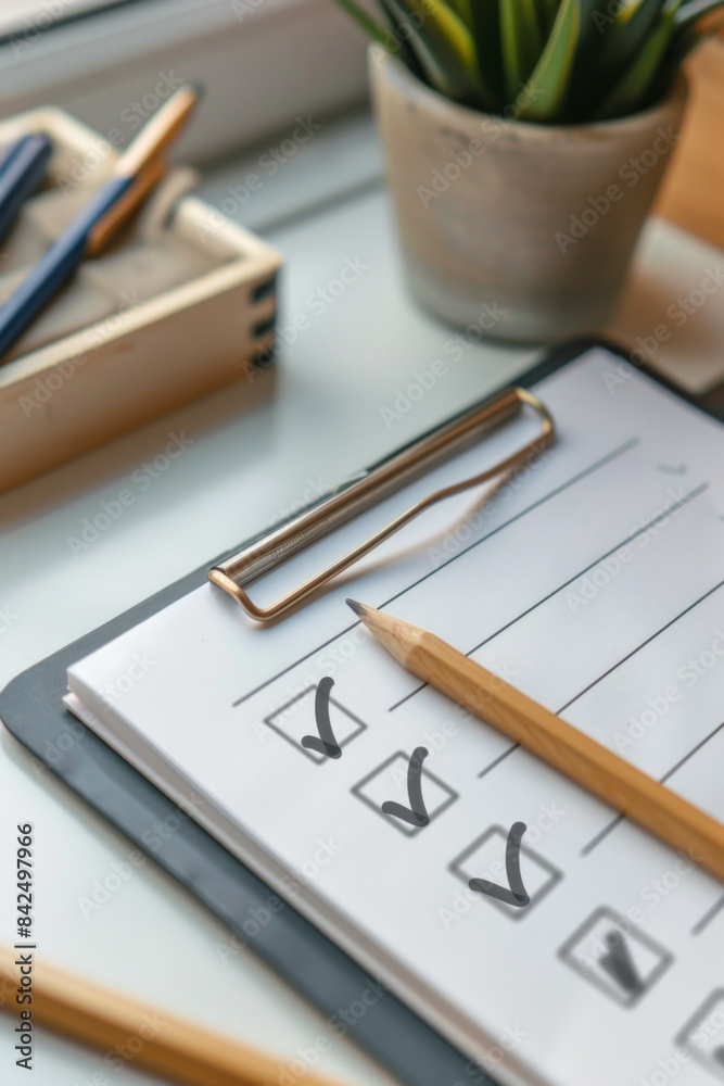 Concept of a project management tool with a list of checkboxes. Some ...