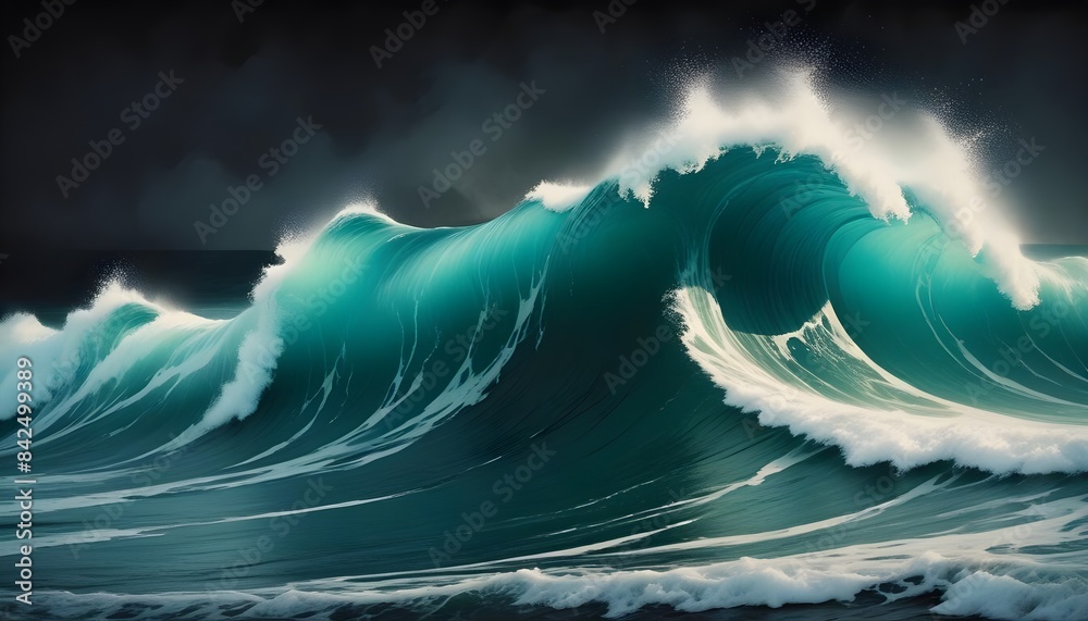 Seascape background blue crashing wave waves backdrop, banner poster ...