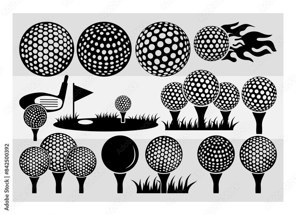 Golf Ball SVG Silhouette Bundle, Golf Ball Silhouette, Sports Svg, Golf ...