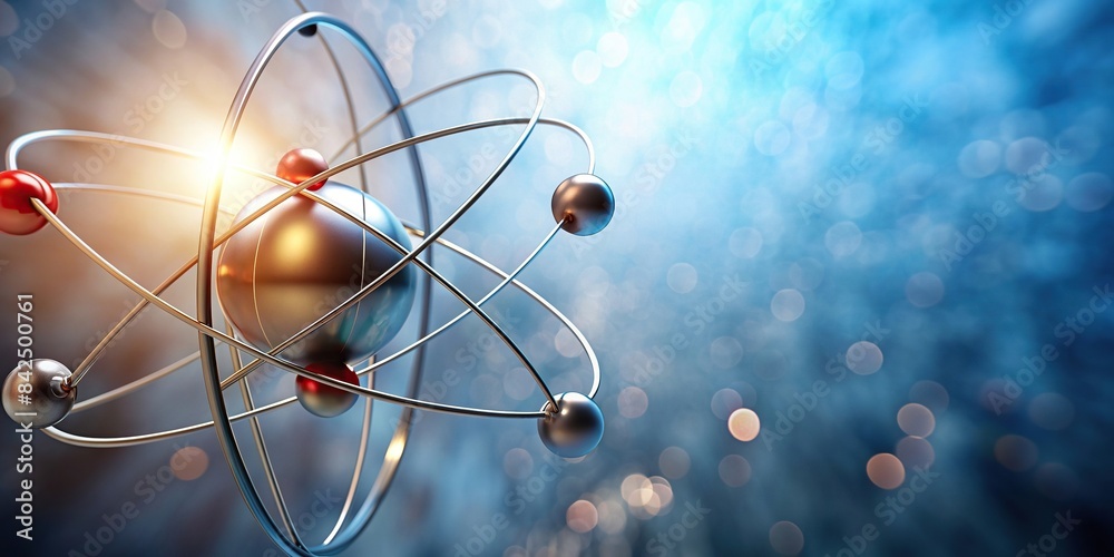 Enlarged model of an atom with a nucleus of protons on a neutral ...