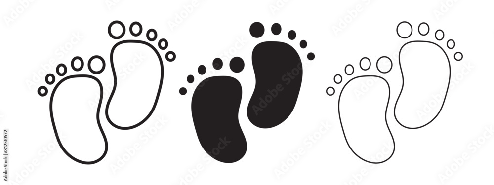 Set of human footprints icons. Family feet prints. footprint icons ...