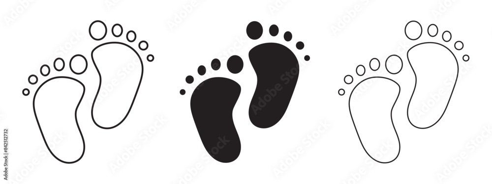 Set of human footprints icons. Family feet prints. footprint icons ...