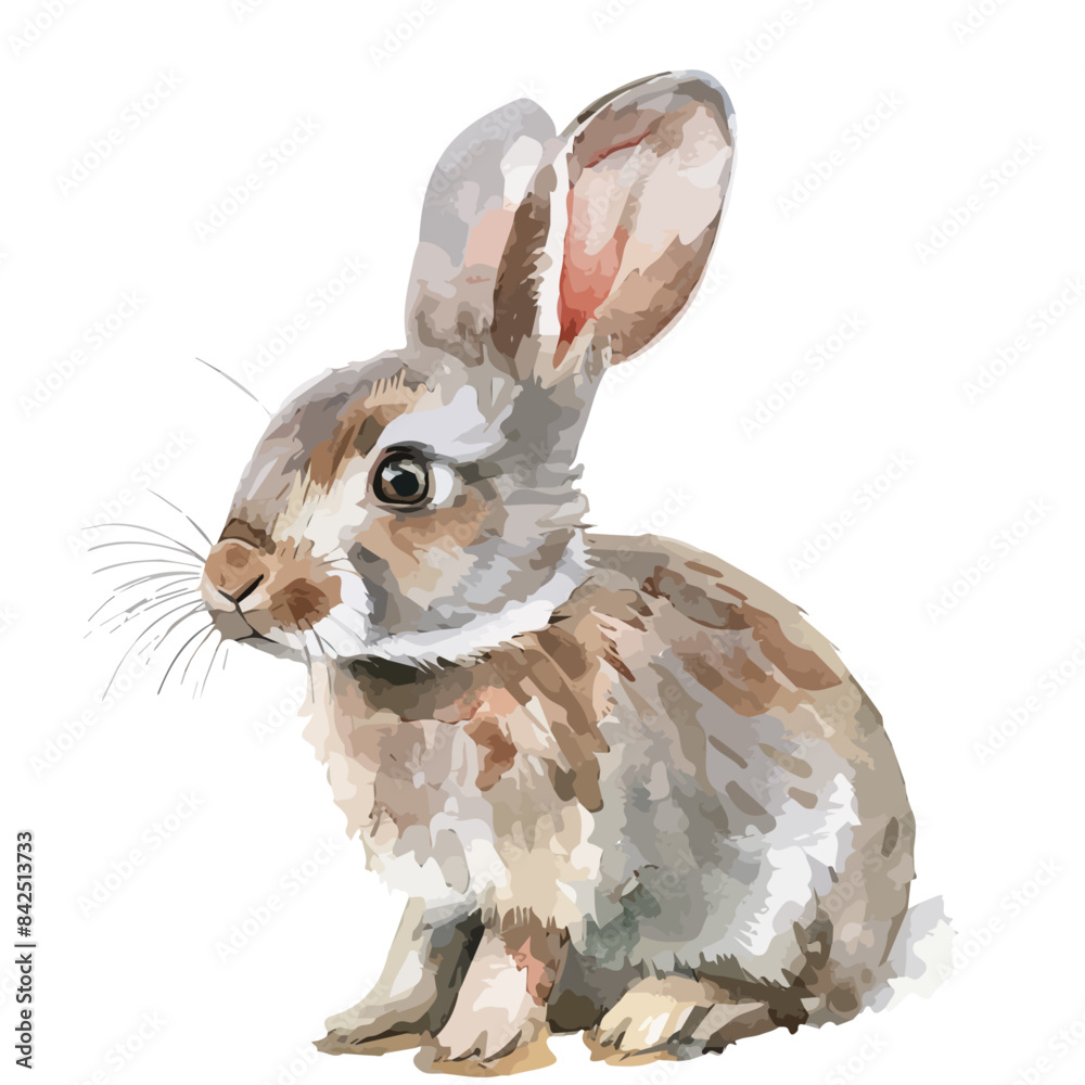 Watercolor of a Rabbit, isolated on a white background, Rabbit vector ...