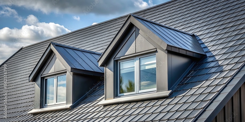 A modern, sleek dormer window constructed from high-quality titanium ...