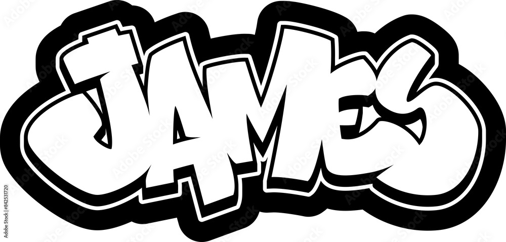 JAMES Graffiti Name, street art urban wall tag style font, sticker ...