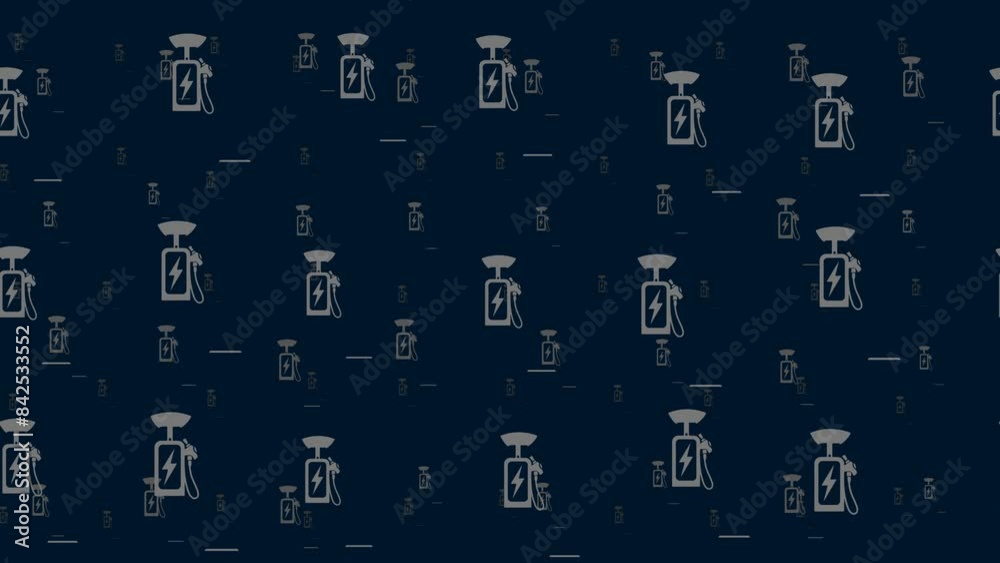 Electric charging station symbols float horizontally from left to right ...