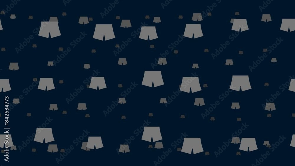 Shorts symbols float horizontally from left to right. Parallax fly effect. Floating symbols are ...