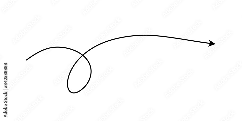 A simple curved arrow isolated on a transparent background - Thin black ...