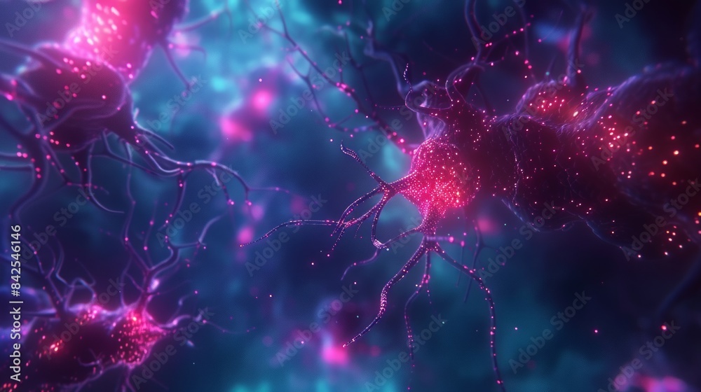 Neuron cells sending electrical chemical signals. Realistic shot of An ...