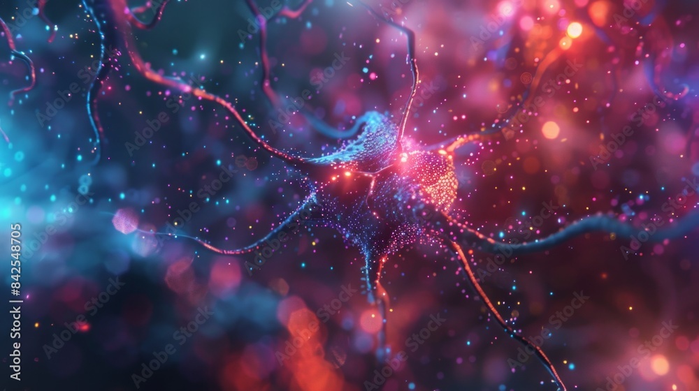 Neuron cells sending electrical chemical signals. Realistic shot of An ...