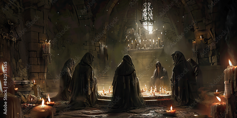 Dark Ritual: Demonic Cultists Summoning a Malevolent Force - A group of ...