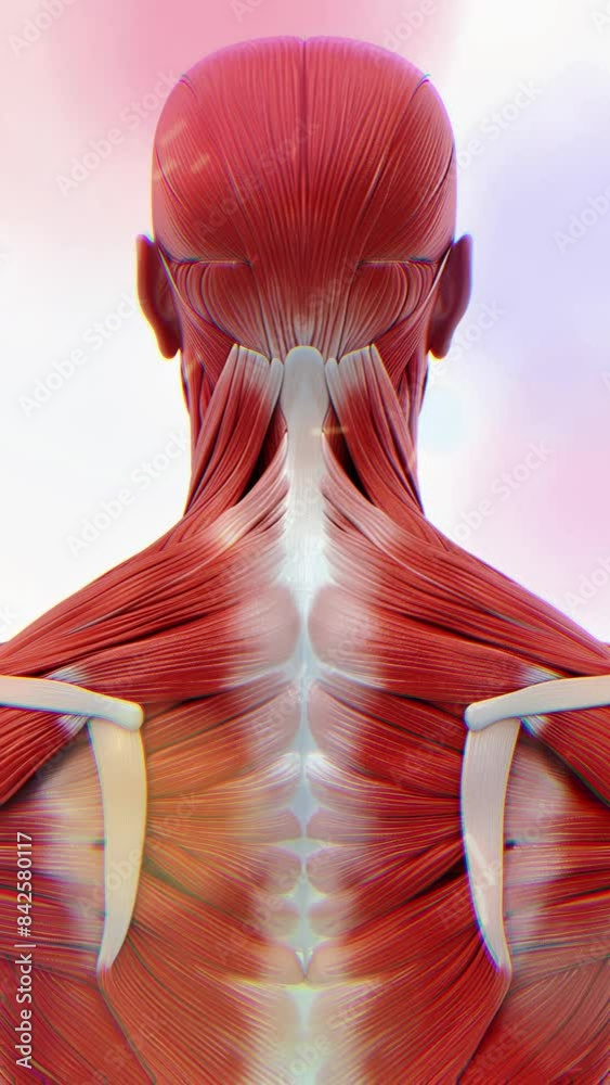 Trapezius Muscle Fibers Highlighted on Plain White Background Stock ...