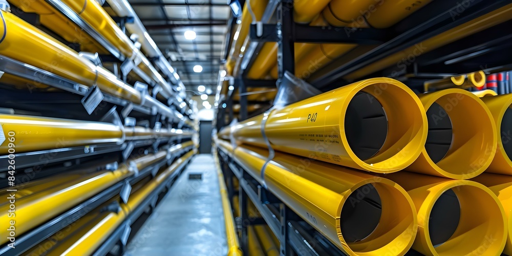 Warehouse inventory of PVC water pipes for plumbing supplies in ...