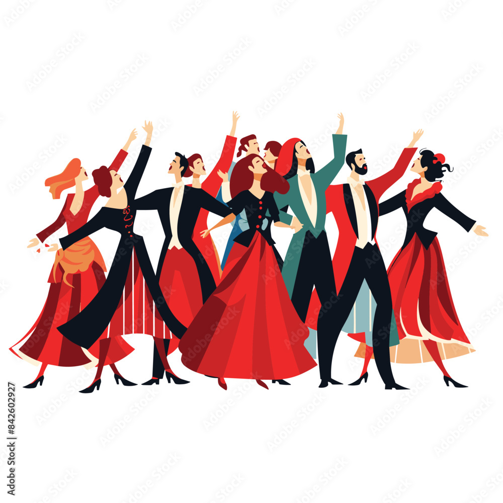 Elegant dancers performing flamenco vibrant attire, movement captured ...