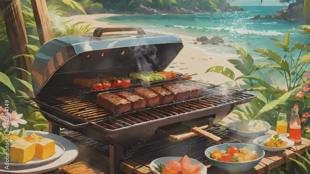 Tropical Beach Barbecue Animation: Experience summer fun with ...