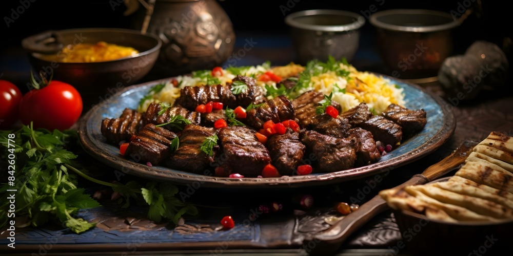 Menu featuring Arabic grilled dishes like kebab dolma mansaf and ...