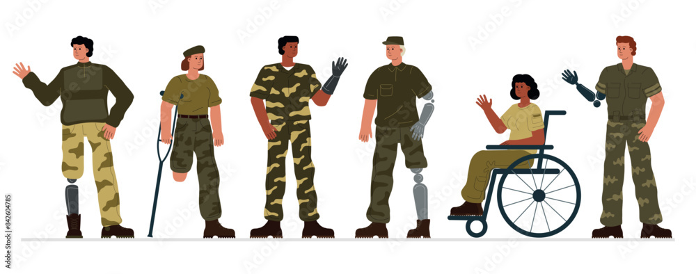 Photo & Art Print A collection of different disabled people in military ...