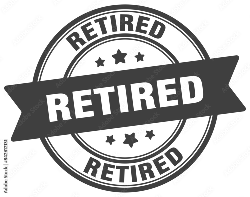 retired stamp. retired label on transparent background. round sign ...