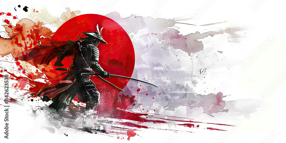 The Japanese Flag with a Samurai and a Technology Engineer - Picture ...