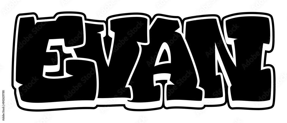 EVAN Graffiti Name, street art urban wall tag style font, sticker ...
