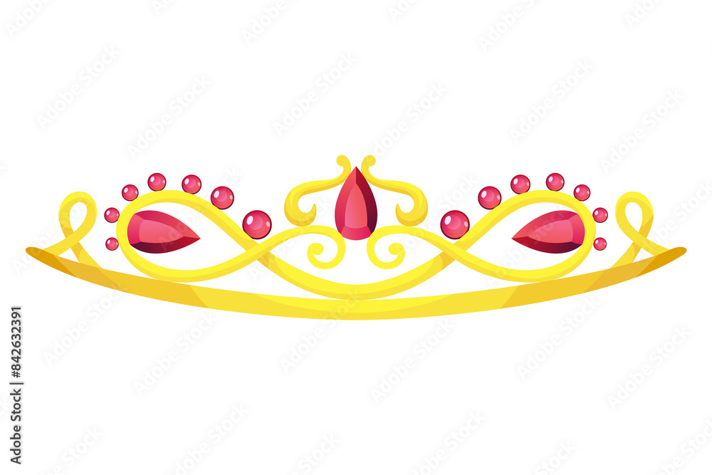 Queen golden crown icon. Gold princess tiara cartoon illustration Stock ...