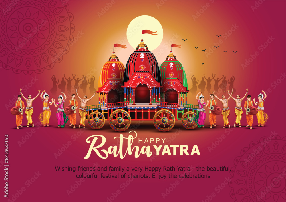 Poster Indian festival Ratha Yatra of Lord god Jagannath, Balabhadra ...
