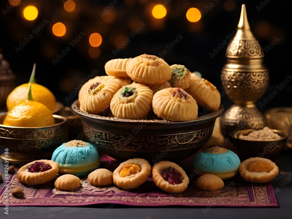 Assorted semolina maamoul or mamoul cookies , awameh or lokma with ...