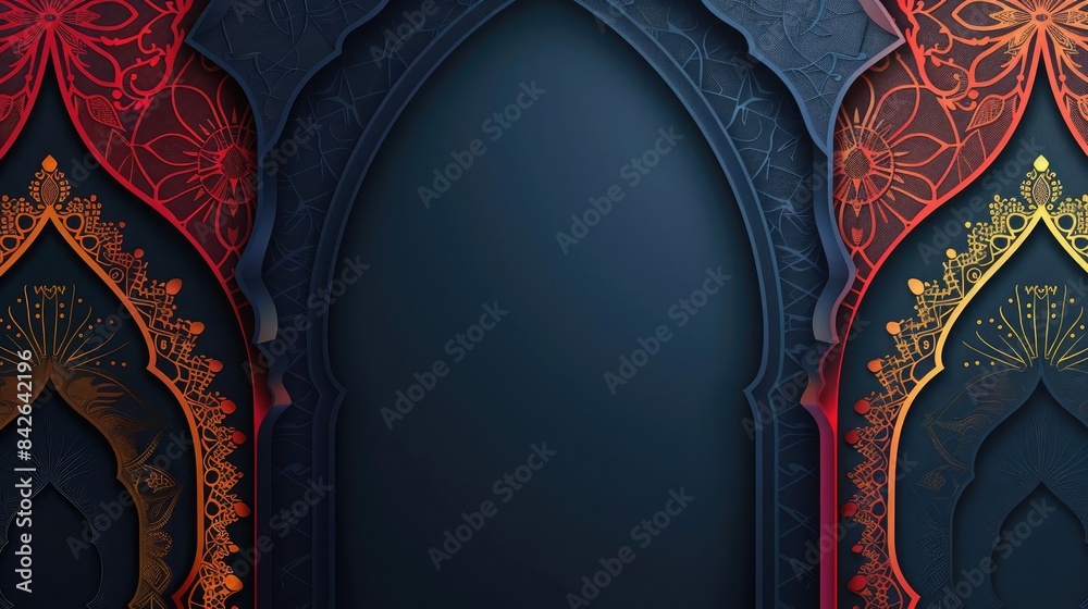 islamic geometric patterns, eid al - adha background, blue and red ...