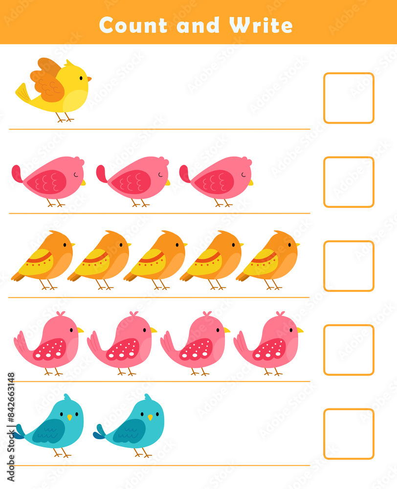Count and write numbers 1-5. Counting objects worksheet for kids ...