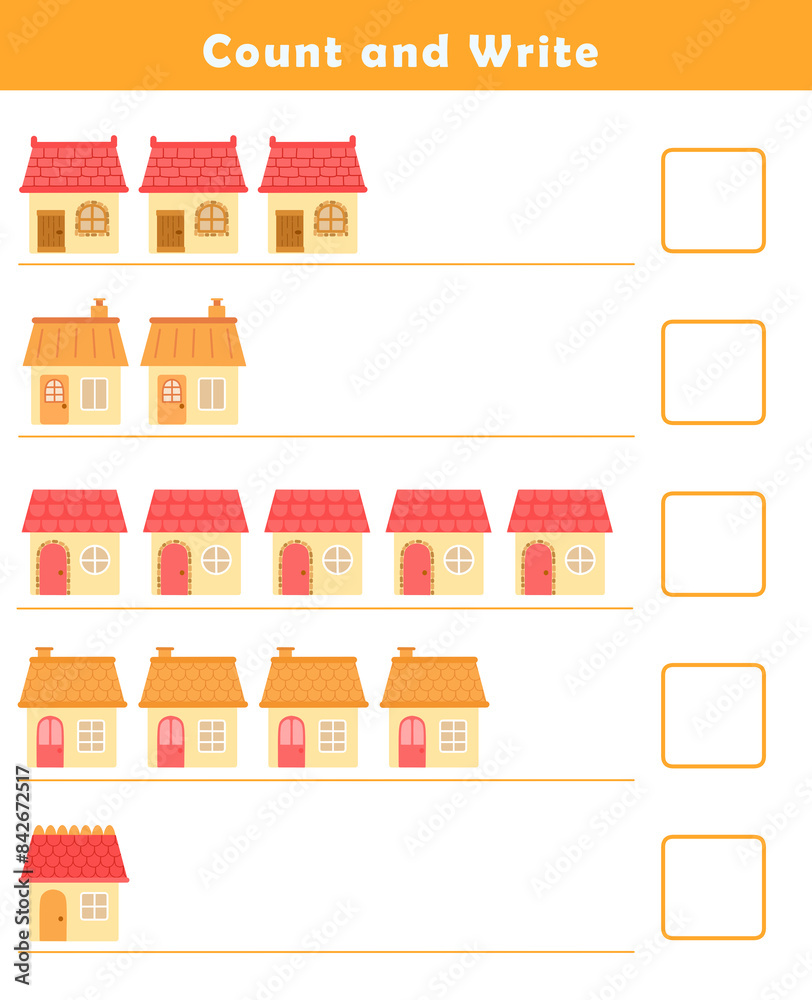 Count and write numbers 1-5. Counting objects worksheet for kids ...