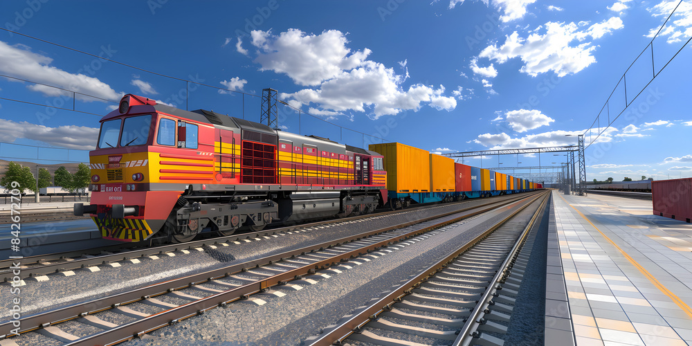 Freight train Rear view of the last wagon of a freight train Wagons ...