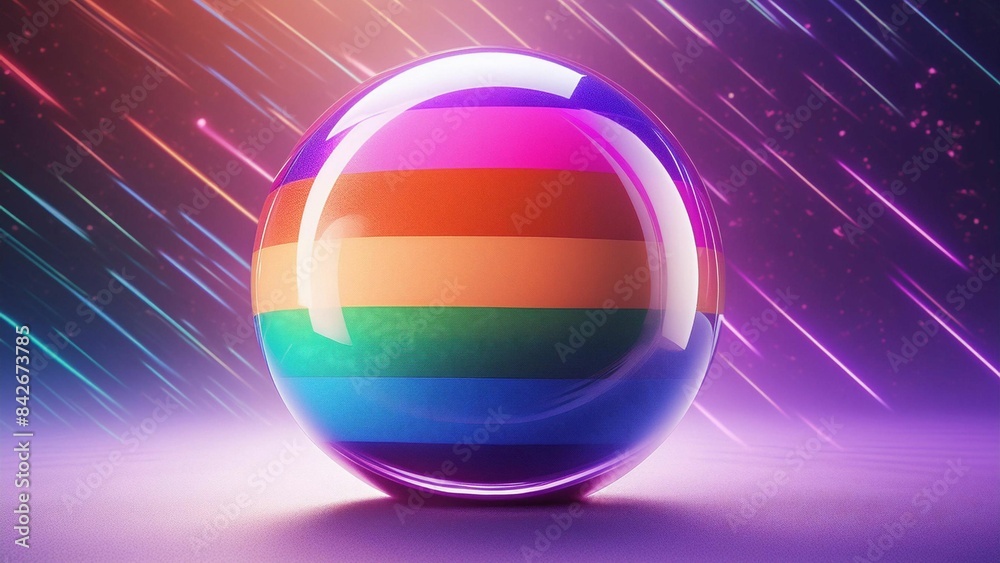 close up 3d rainbow sphere emoji on abstract background. Horizontal image. For pride, emoji day ...