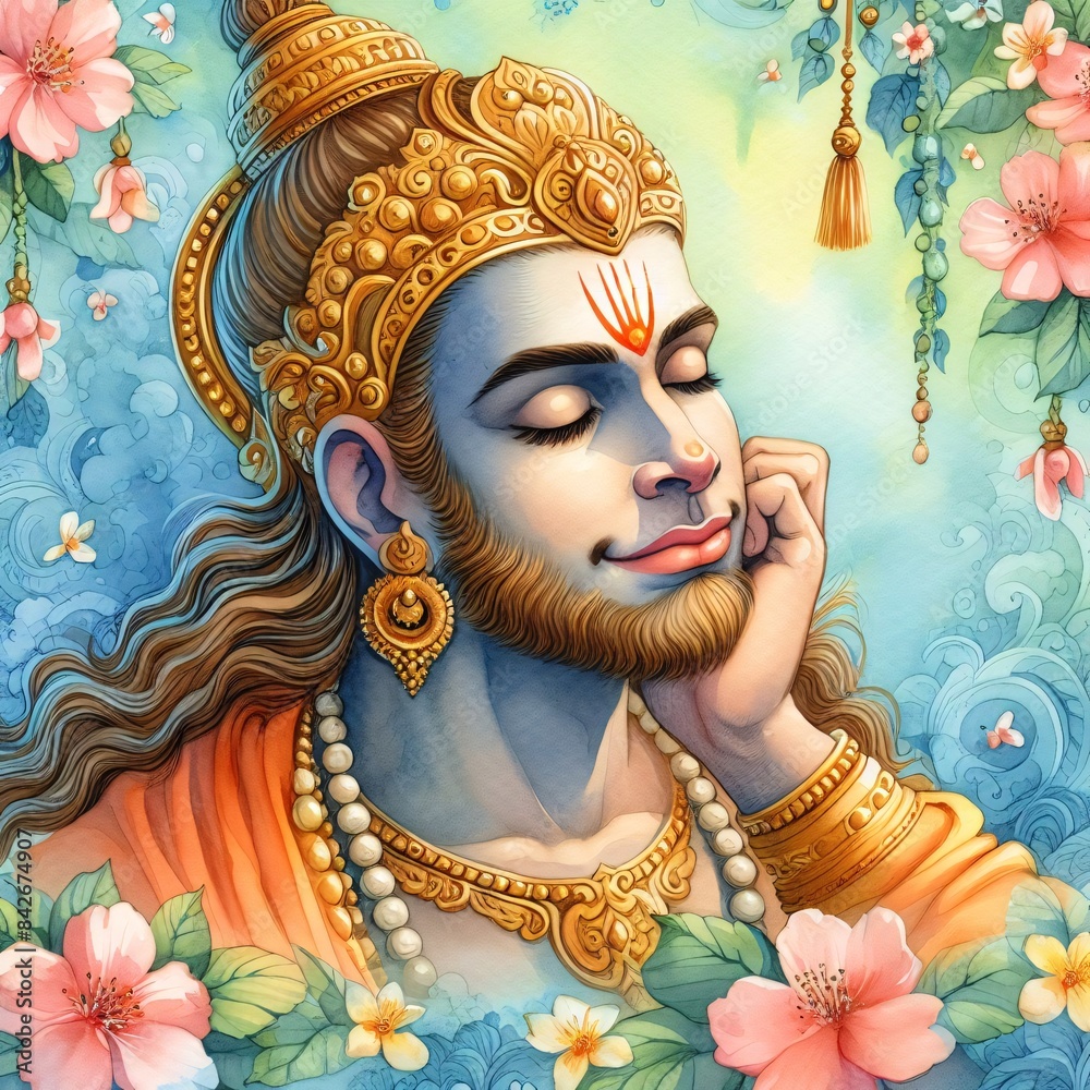 Watercolor Portrait of Lord Hanuman for Hanuman Jayanti Celebration ...