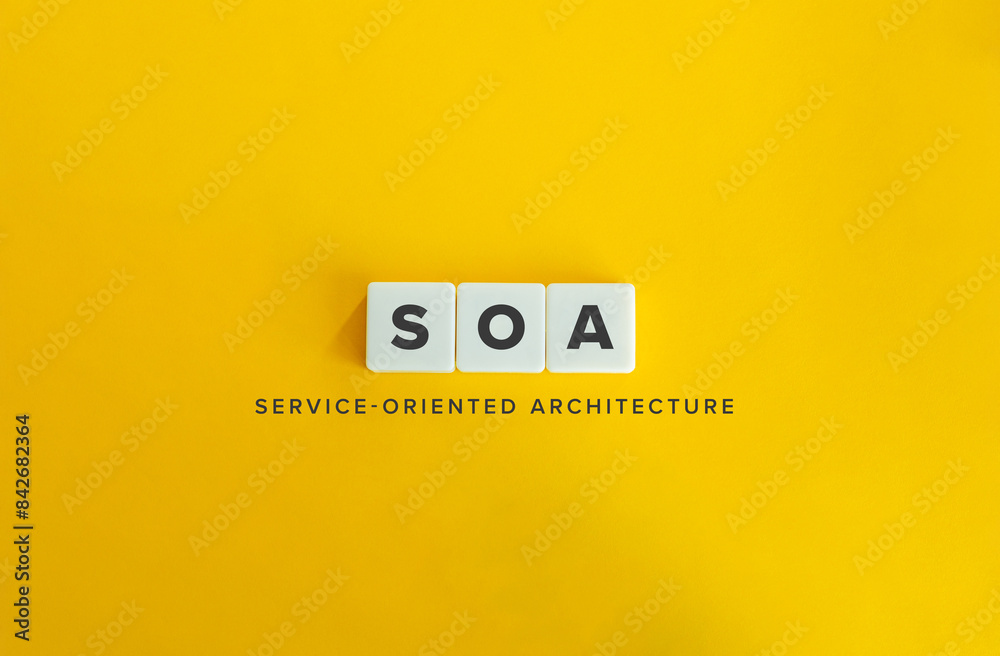 SOA (Service-Oriented Architecture) Term and Banner. Block Letter Tiles ...