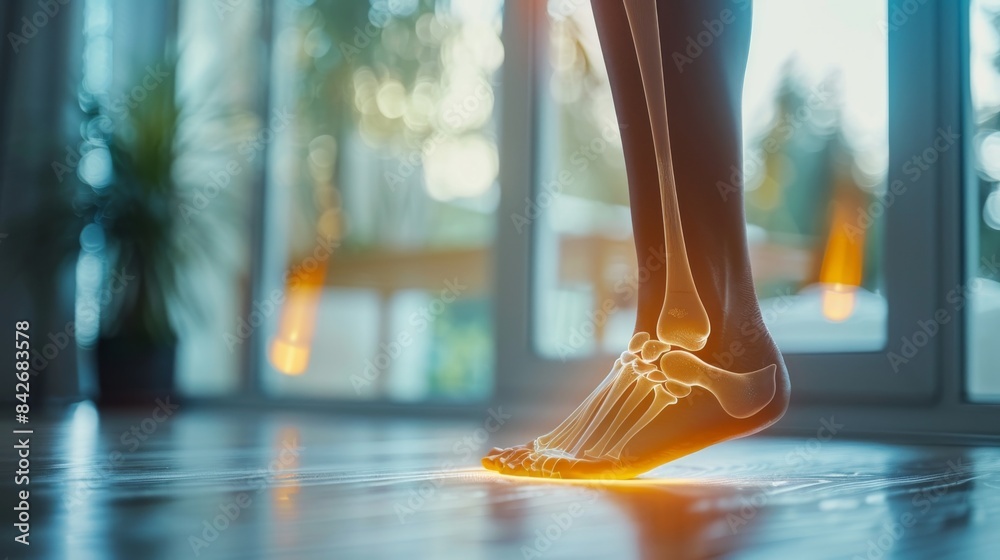 Achilles tendon pain women standing with pain highlighted in the style ...