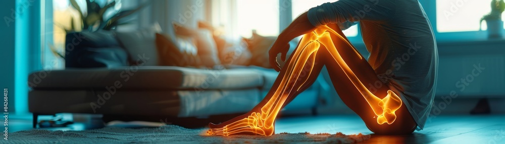 Hamstring pain men sitting with pain highlighted in the style of an ...