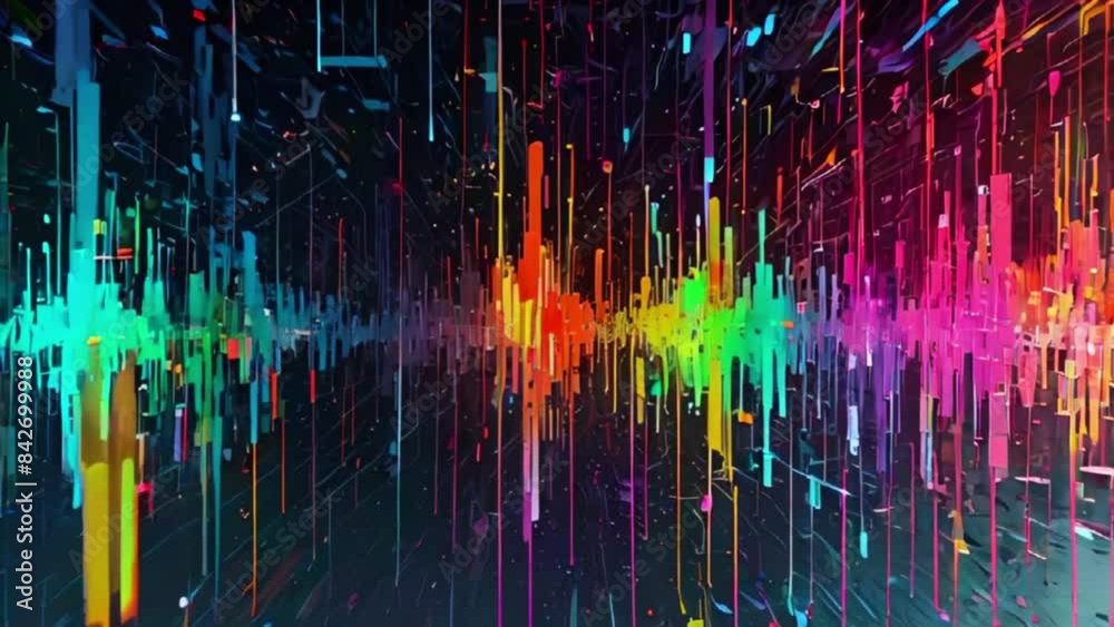 A sound wave with multiple colors. The sound wave is made up of many ...
