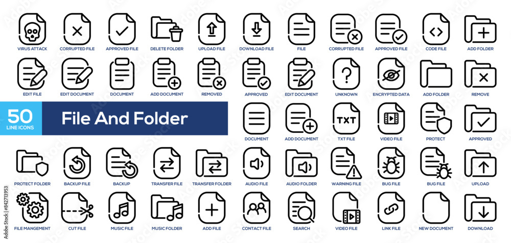 File And Folder Icon Collection Stock Vector | Adobe Stock