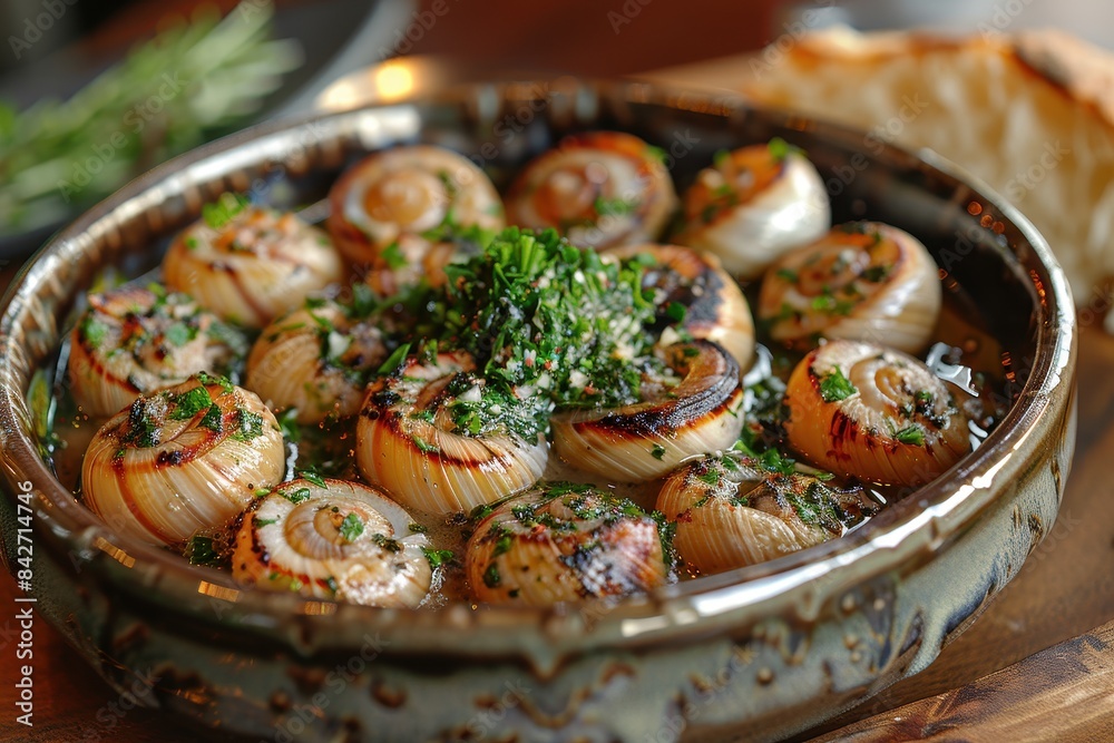 Escargots de Bourgogne A dish of Escargots de Bourgogne with snails in ...