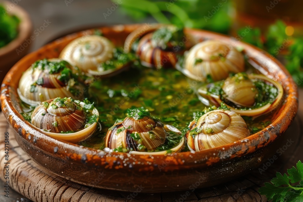 Escargots de Bourgogne A dish of Escargots de Bourgogne with snails in ...