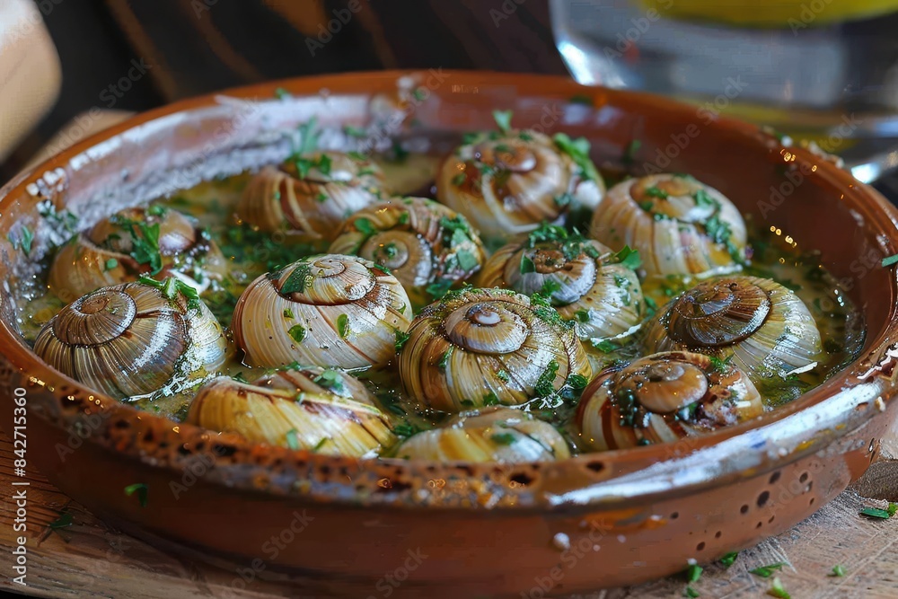 Escargots de Bourgogne A dish of Escargots de Bourgogne with snails in ...